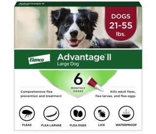 Advantage II Large Dog, Red, 21-55 pounds, 6 count