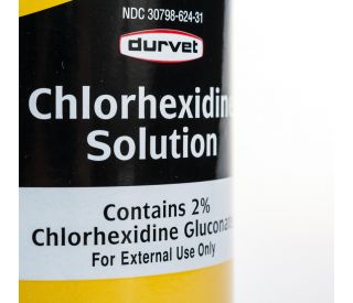 Chlorhexidine Disinfectant Solution, 16 ounces, label up close